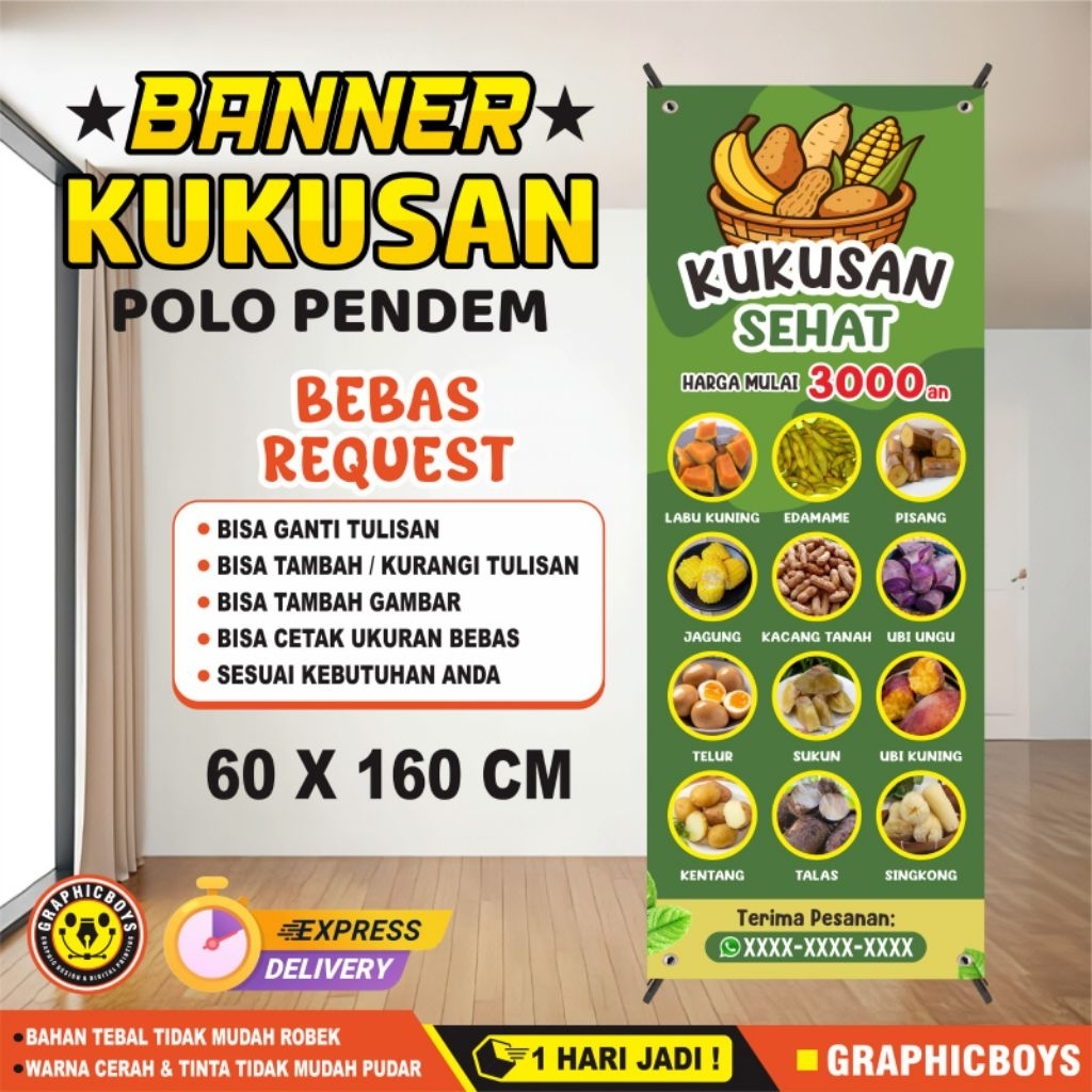 Jual Spanduk Kukusan Sehat Polo Pendem Custom Ukuran 60 X 160 cm Model ...