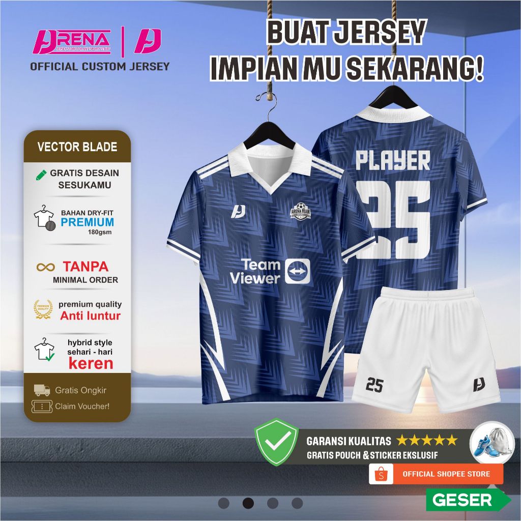 Jual Jersey Futsal / Bola Full Printing Custom Desain Gratis Nama Logo ...