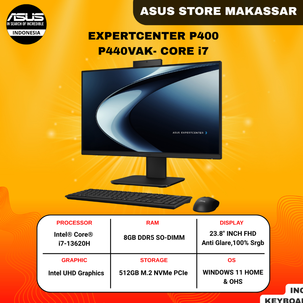 Jual ASUS Pc Aio Expertcenter P440VAK - Intel I7-13620H - 8GB - 512GB - 24" FHD - W11 - Office ...