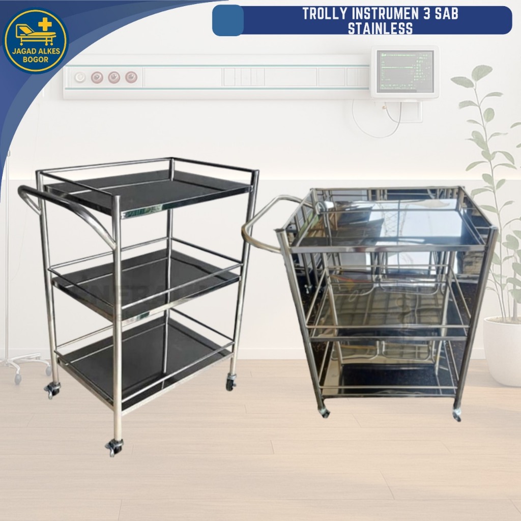 Jual Troli Instrumen 3 Susun | Trolley Instrument 3 Rak | Trolly ...