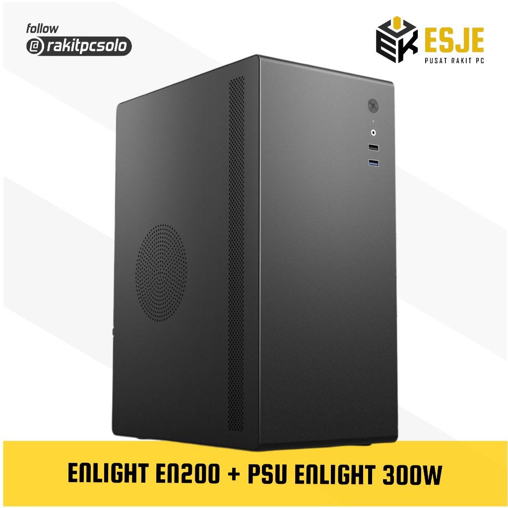 Jual ENLIGHT EN 200 + PSU 300W Black M-Atx Slim Case EN200 | Shopee ...