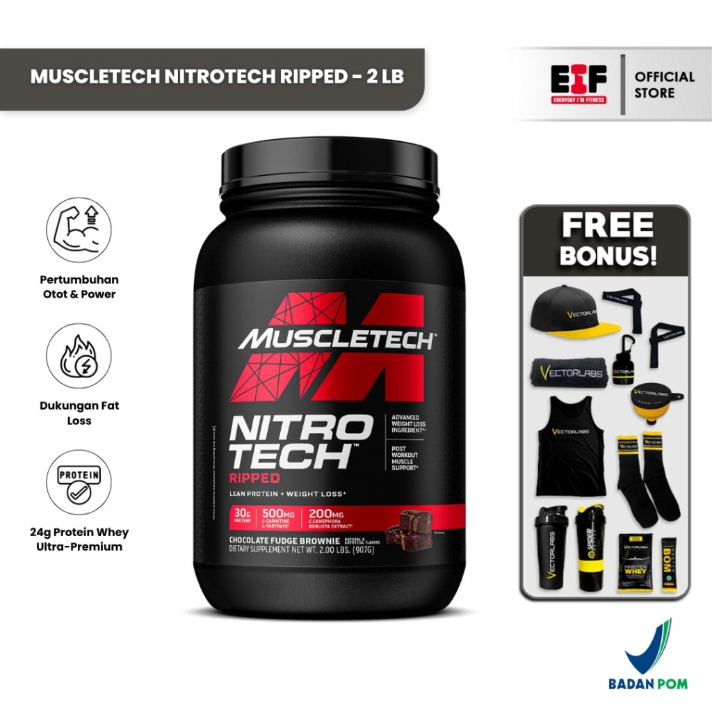 Jual MUSCLETECH Nitrotech Ripped 2lb Whey Protein Fat Burner | Shopee ...