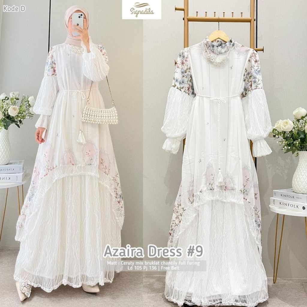 Jual AZAIRA#9 DRESS SERIES WHITE GAMIS TILLE BRUKLAT SUPER PREMIUM FREE ...