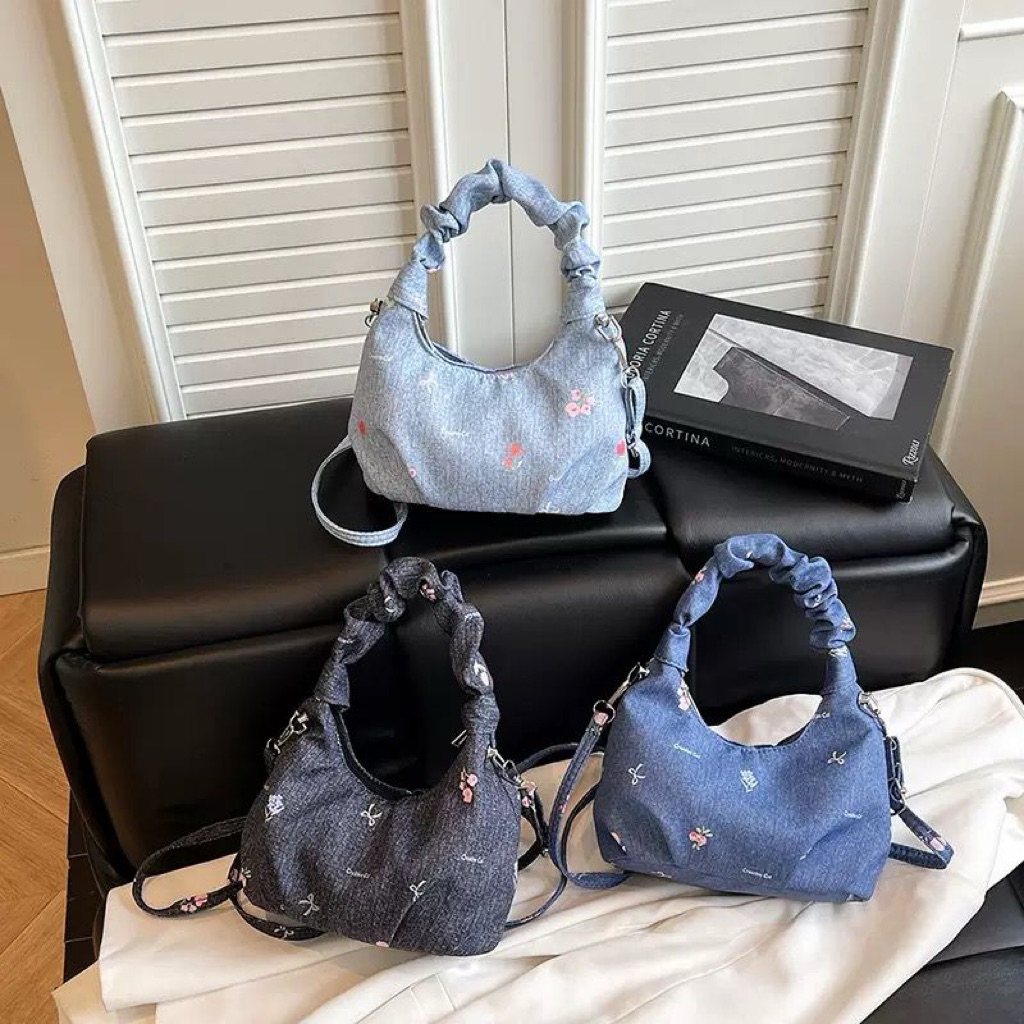 Jual TAS TANGAN TAS SELEMPANG DENIM WANITA JEPANG DESAIN UNIK MANIS ...