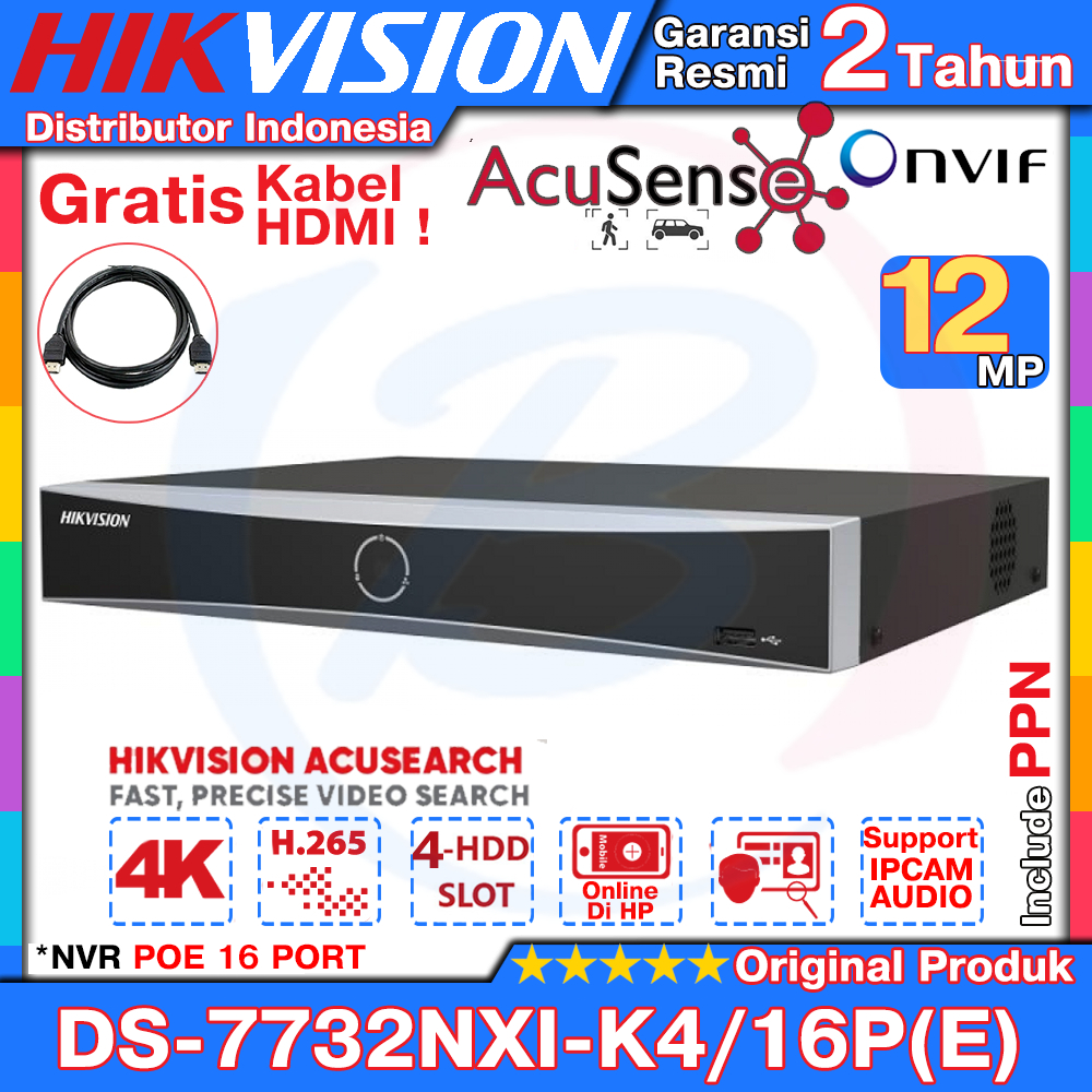 Jual Hikvision DS-7732NXI-K4/16P(E) NVR CCTV 32CH Poe Up To 12MP ...