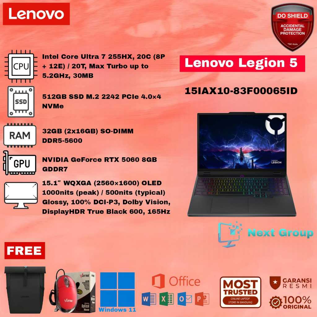 Jual Lenovo Legion 5 15IAX10 65ID Core Ultra 7 255HX 32GB 512GB 15.1 ...