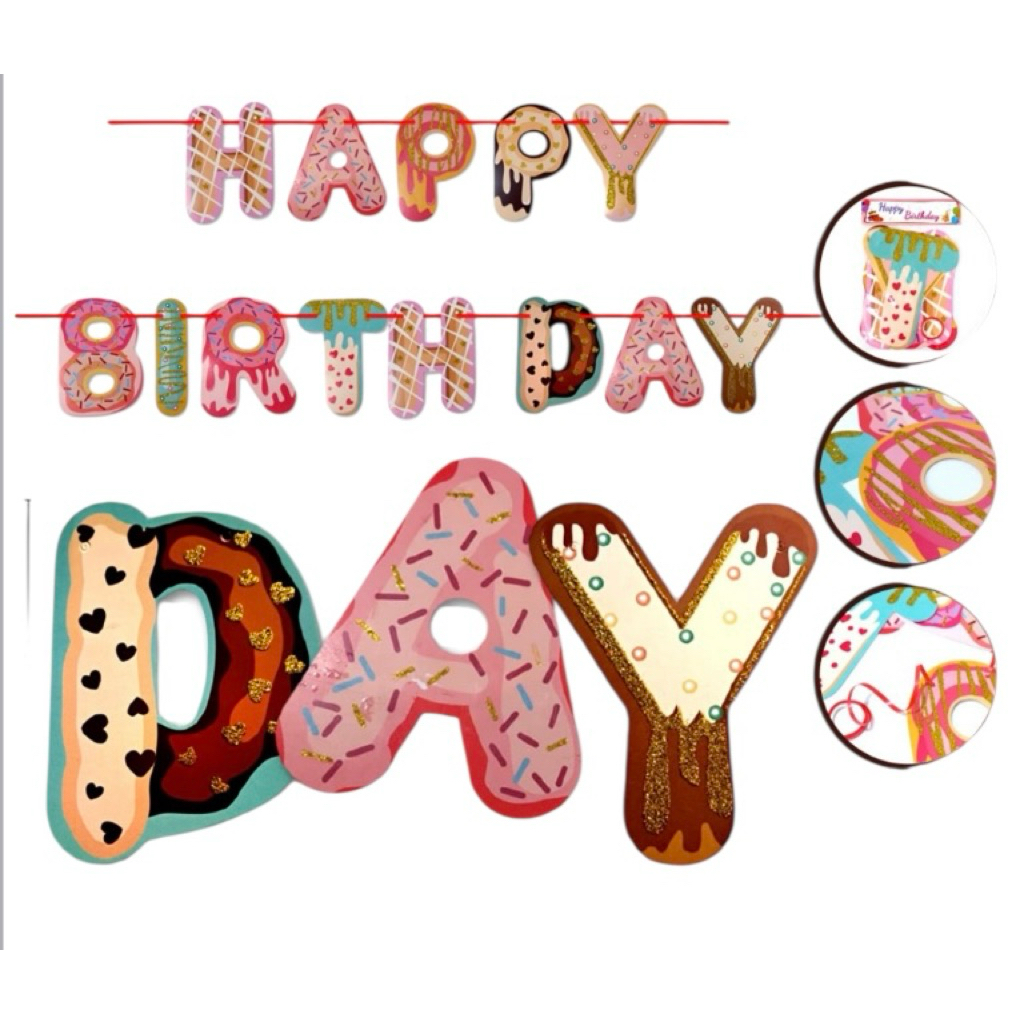 Jual BANNER HAPPY BIRTHDAY GLITTER DONUT | Shopee Indonesia