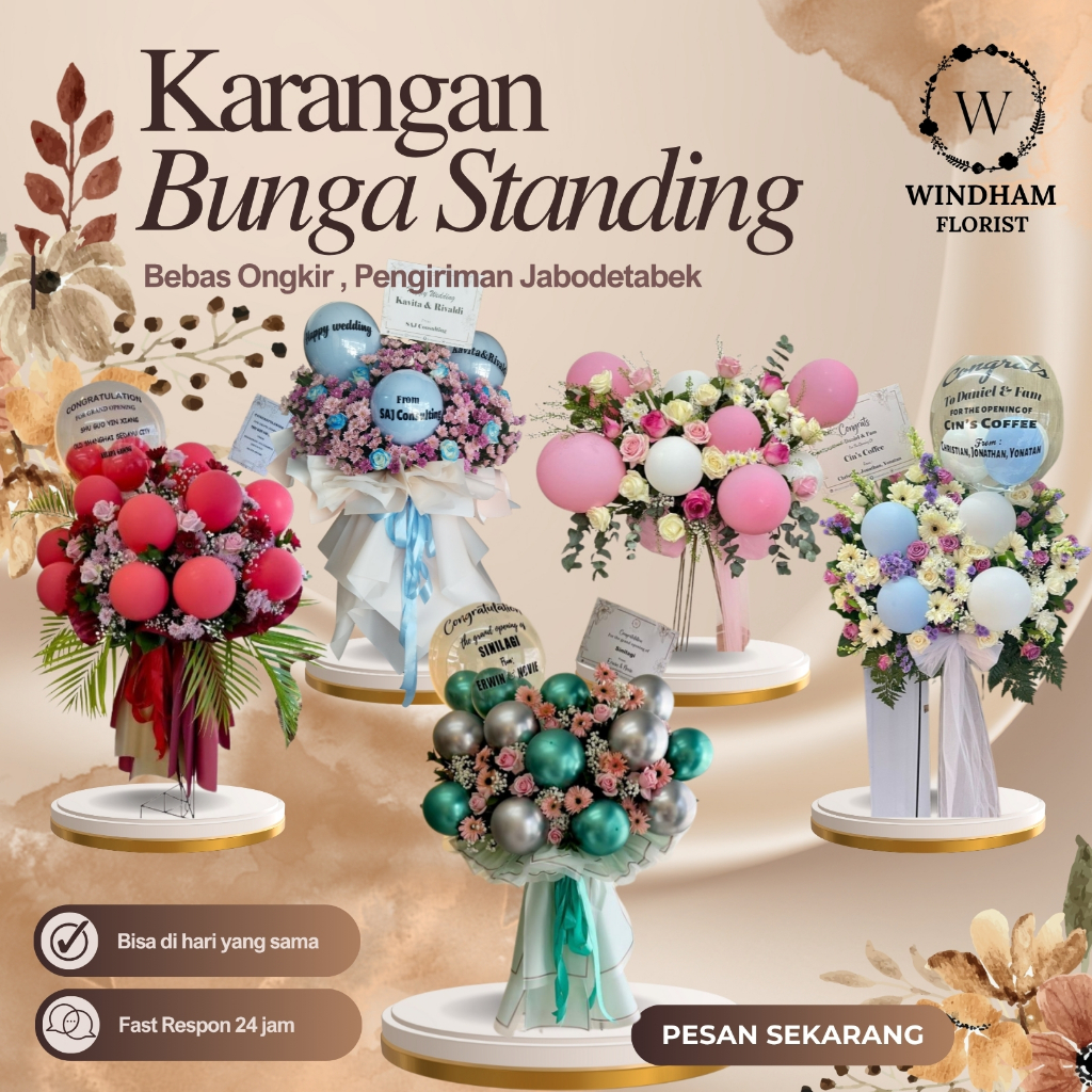 Jual Karangan Standing Flower Ballon Bunga Asli Congratulations ...