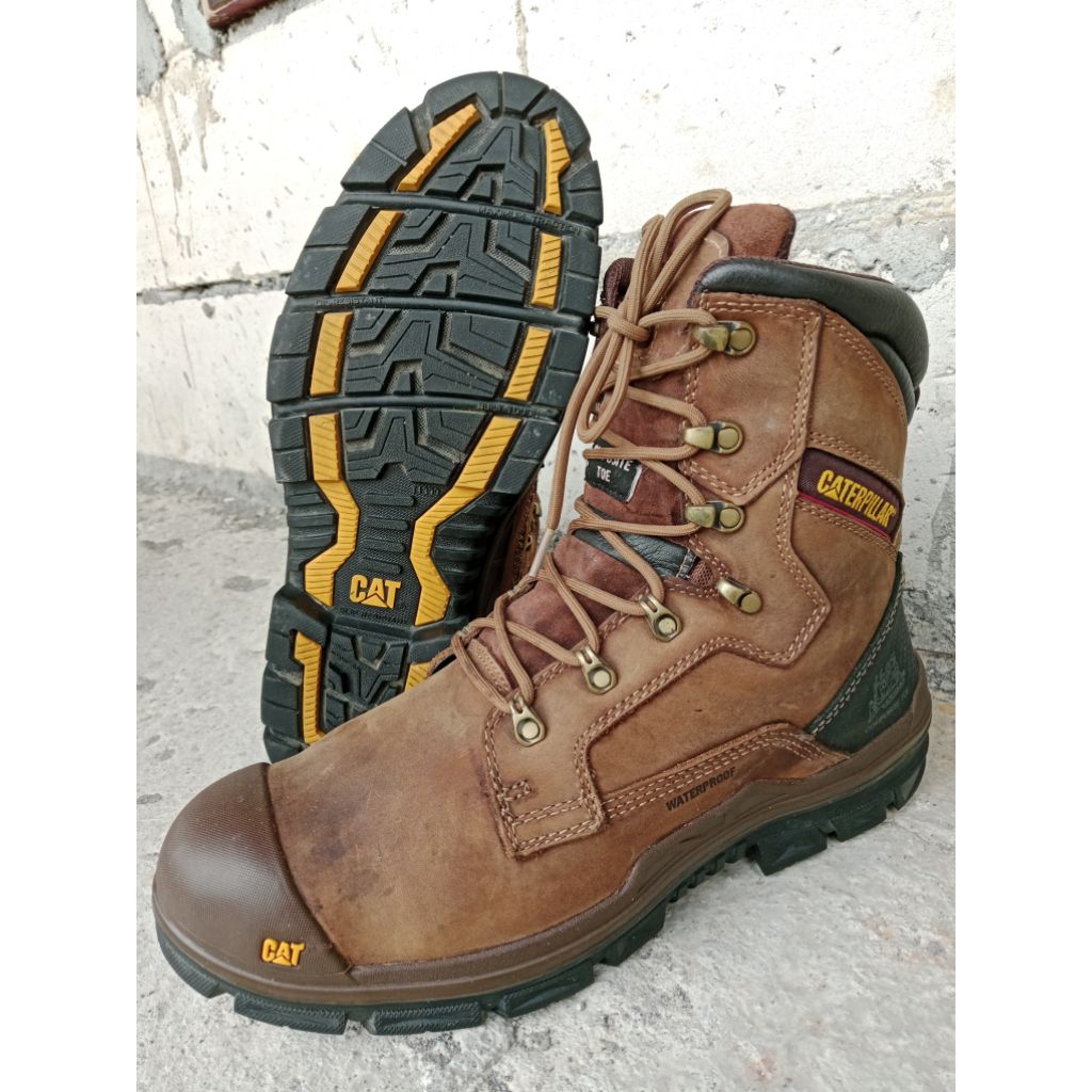 Jual sepatu safety Caterpillar WP Dark Brown original Caterpillar steel ...