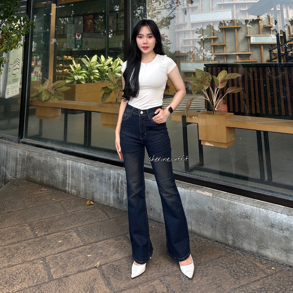 Jual Highwaist Cutbray Jeans Retro - Celana Jeans Cutbray Premium ...
