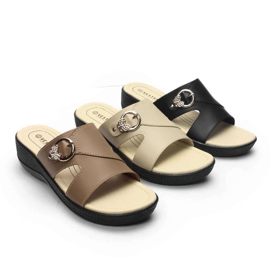 Jual VESTER Sandal Wanita Wedges Sendal Wanita Casual Kulit Sintetis ...