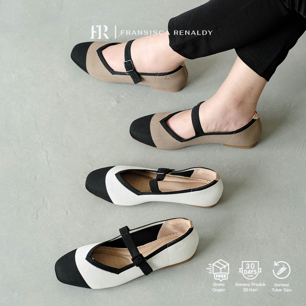 Jual Fransisca Renaldy Flatshoes Knit Mary Jane Rajut Wanita Two Tone ...