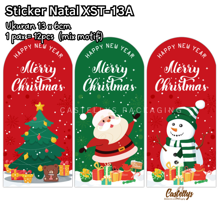 Jual Sticker Label Natal XST-13 Stiicker Natal HiasanToples Paper Bag ...