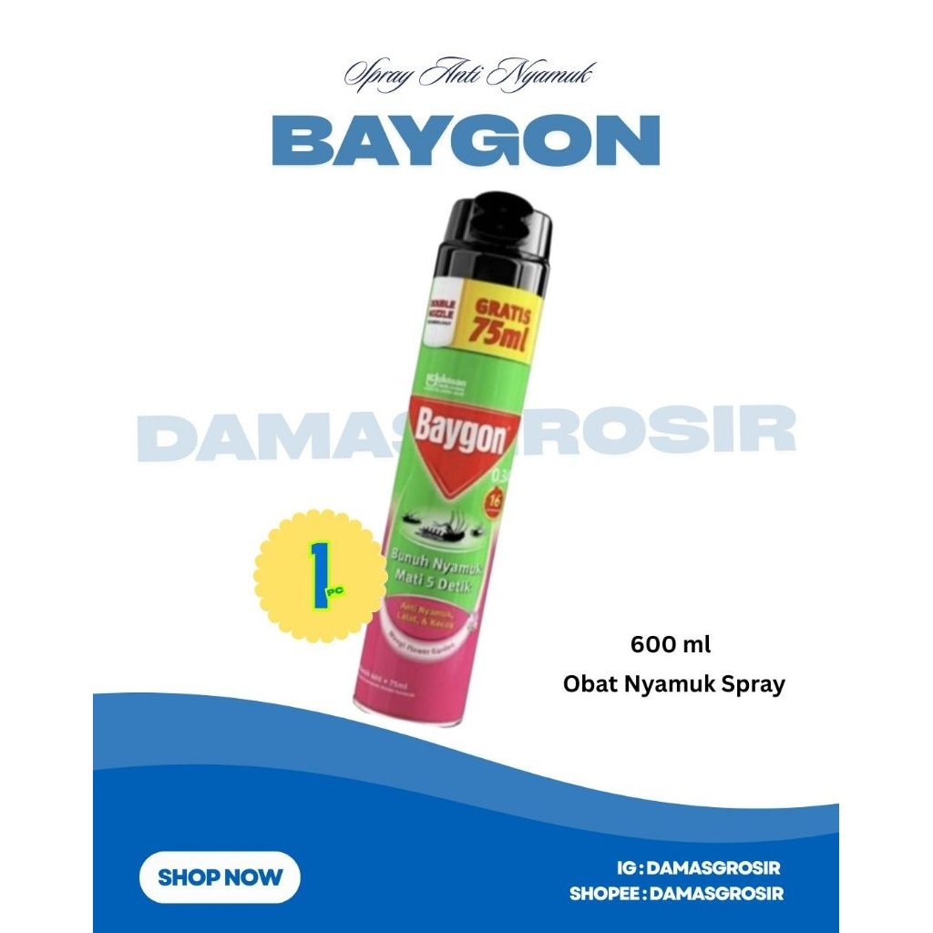 Jual BAYGON SPRAY ANTI SERANGGA OBAT NYAMUK KECOA SEMPROT 600 ml ...
