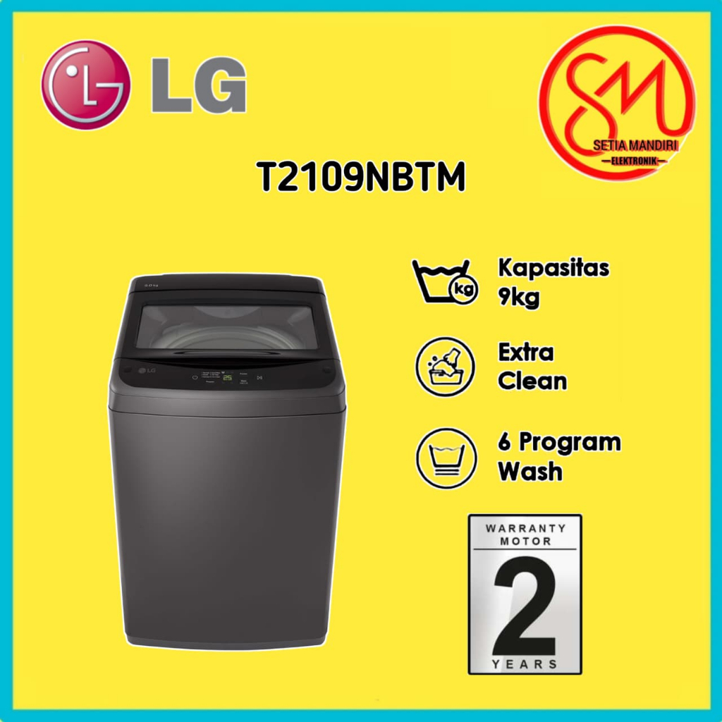 Jual LG Mesin Cuci 9kg Top Loading - 6 Washing Programs - Tinted Glass ...