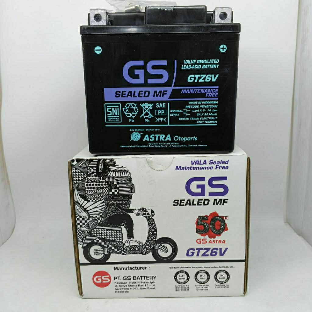 Jual accu aki GS Gtz-6 original astra otoparts | Shopee Indonesia