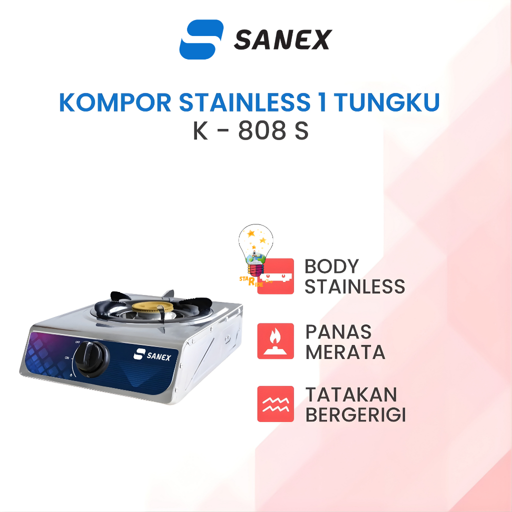 Jual Sanex Kompor Gas LPG 1 Satu Tungku One Burner Stove K-808S 808 ...