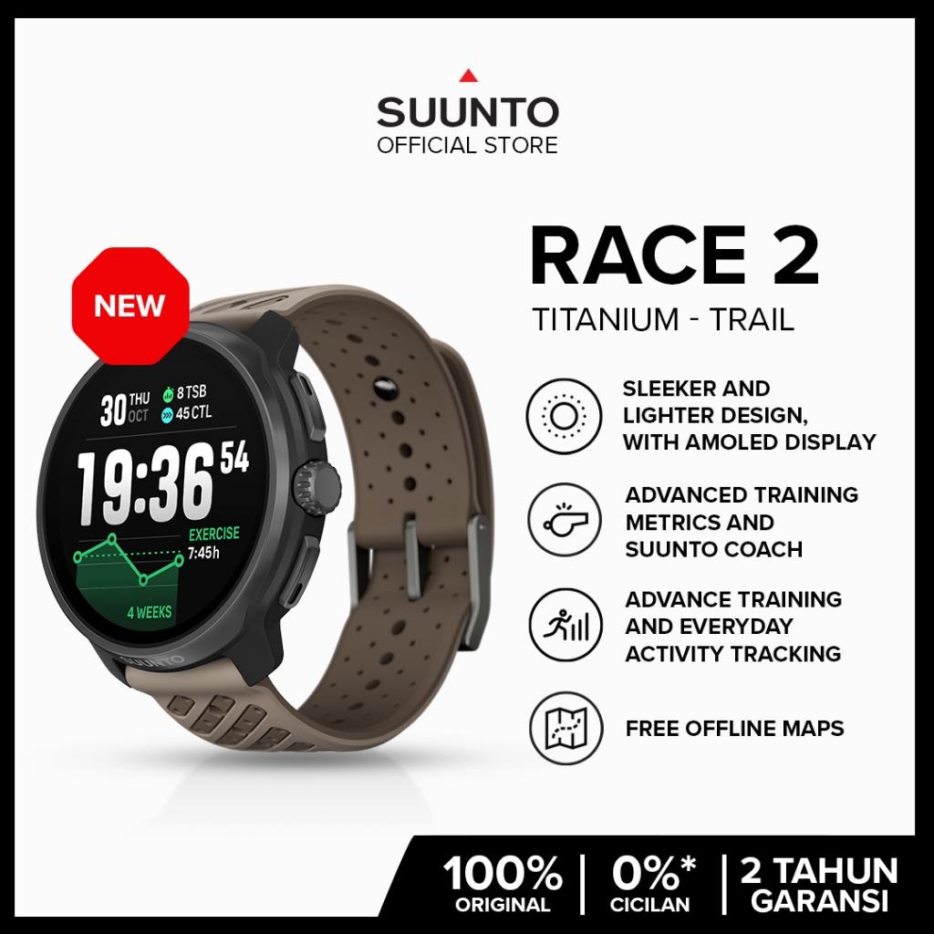 Jual Suunto Race 2 Titanium Trail - AMOLED Outdoor Sports Watch with ...