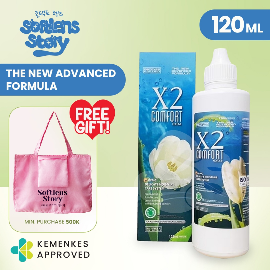 Jual X2 Comfort 120ml Solution Air Softlens Cairan Soflens Pembersih ...