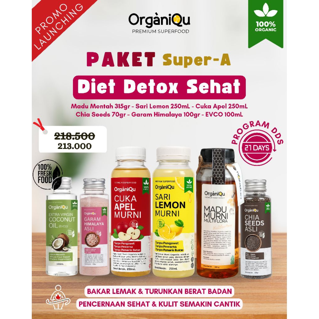 Jual [NEW Product] OrganiQu Paket DDS (Diet Detox Sehat) | Shopee Indonesia