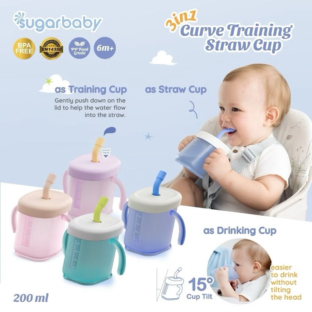 Jual Sugar Baby 3in1 Curve Training Straw Cup | Replacement Straw ...
