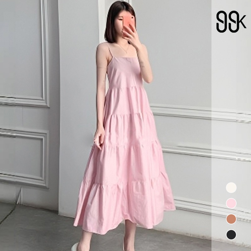 Jual 99kOUTLET Women Maxi Dress Loose Flowy Sleeveless 1800 (S/M/L ...
