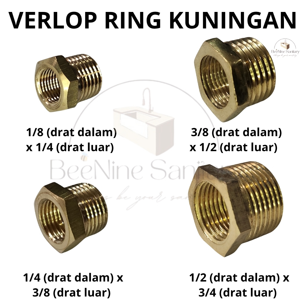 Jual V Ring KUNINGAN 1/8 1/4 3/8 1/2 3/4 Inch/ Vlok Drat Dalam Drat ...