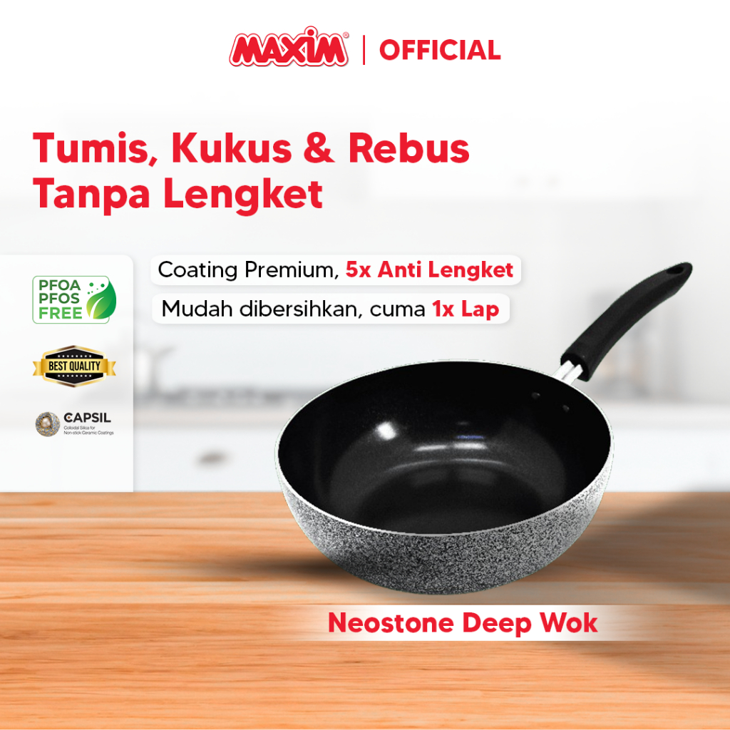 Jual Maxim Neostone Panci Ceramic Anti Lengket 24cm Deep Wok | Shopee ...