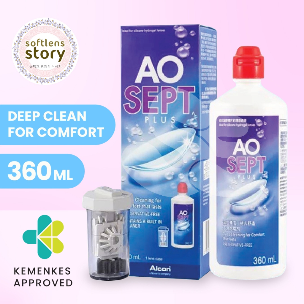 Jual Cairan Pembersih Softlens AOSEPT PLUS 360ML Solution Air Softlen ...