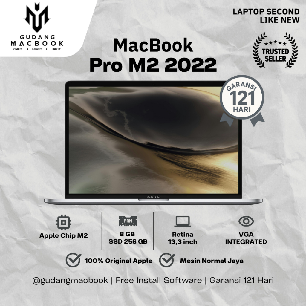 Jual Macbook Pro M2 2022 13inch Ram 8GB SSD 256GB Mulus Like New ...