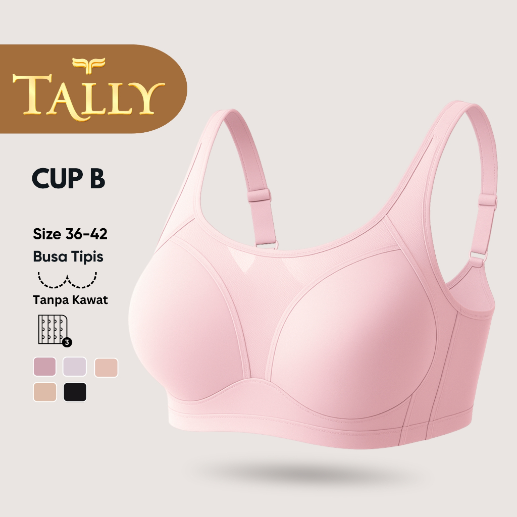 Jual TALLY Bra Tanpa Kawat Busa Tipis Bahan Katun Pori CUP B Kait 3 ...