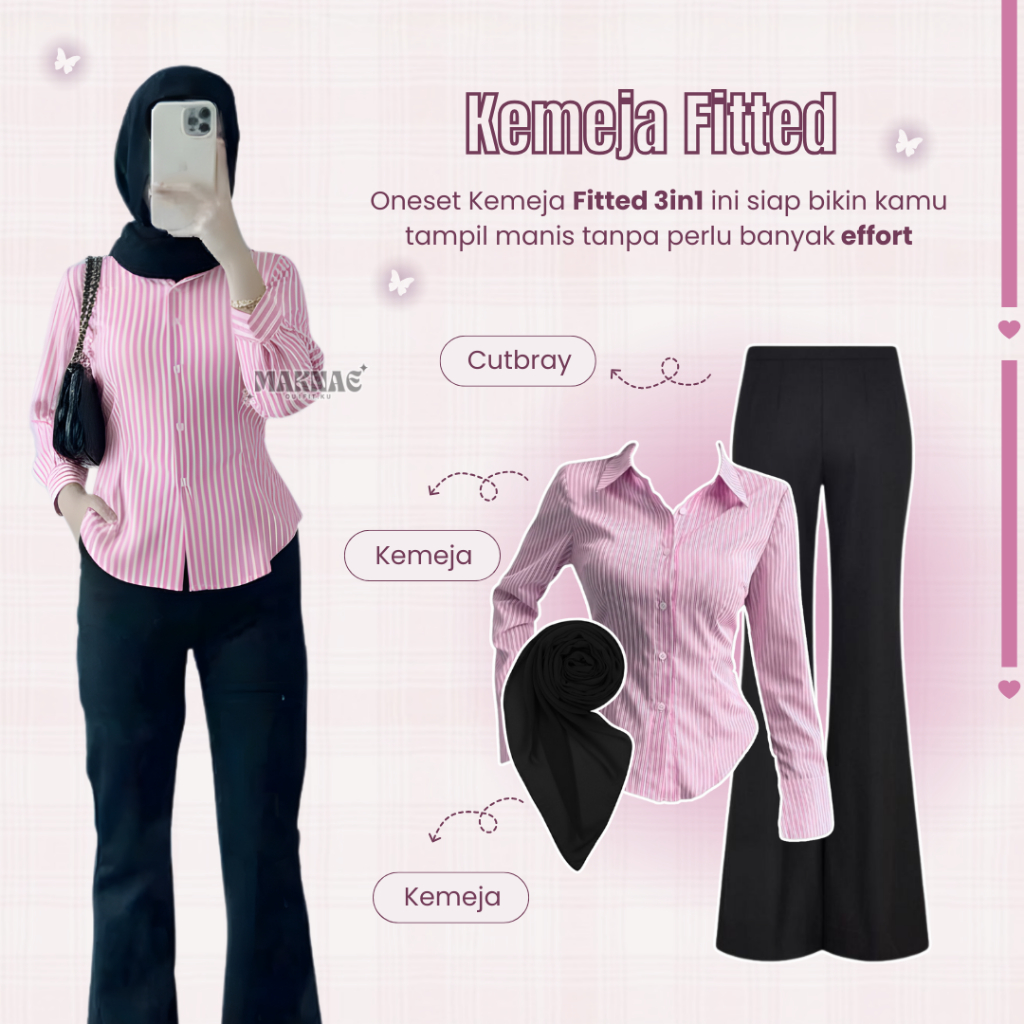 Jual Setelan Outfit Simple 3 In 1 ( Kemeja Wispie Fitted - Celana ...