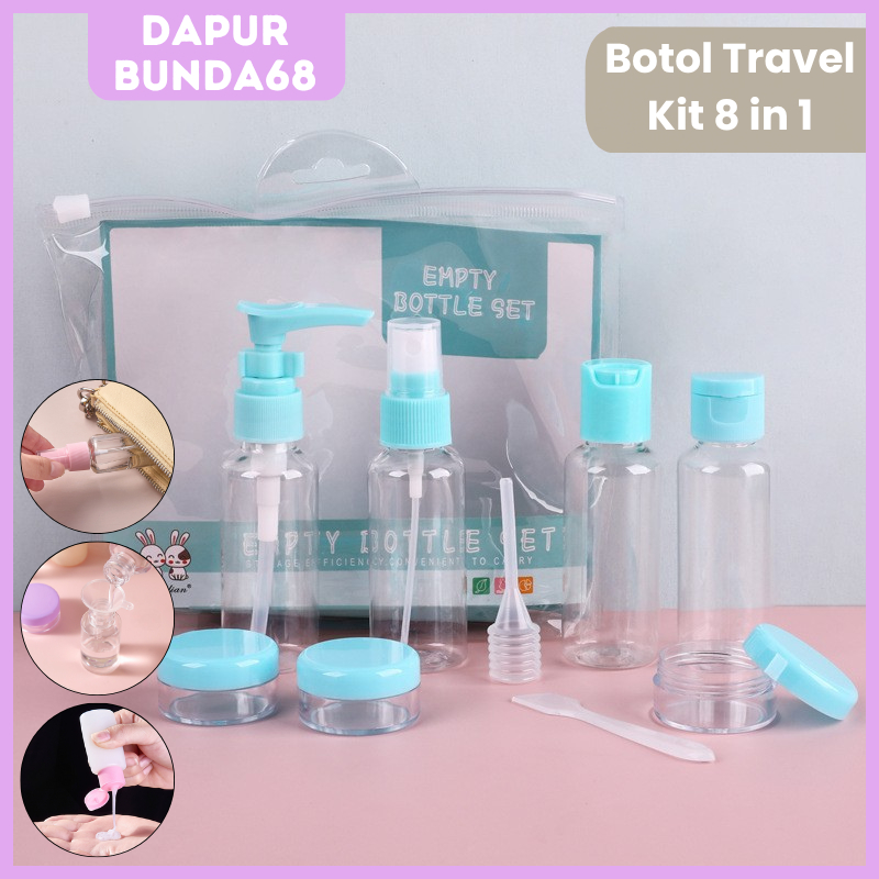 Jual DB68 Botol Travel Kit 8 in 1 Spray Pump Jar Parfum Lotion Skincare ...