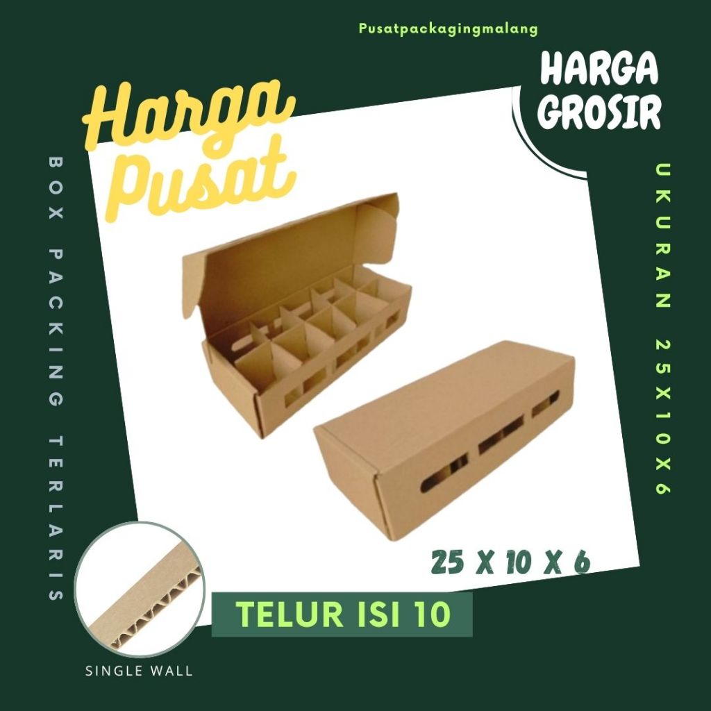 Jual Box Telur Isi 10 25x10x6 + Sekat Kardus Eflute Telur Endok Endog ...