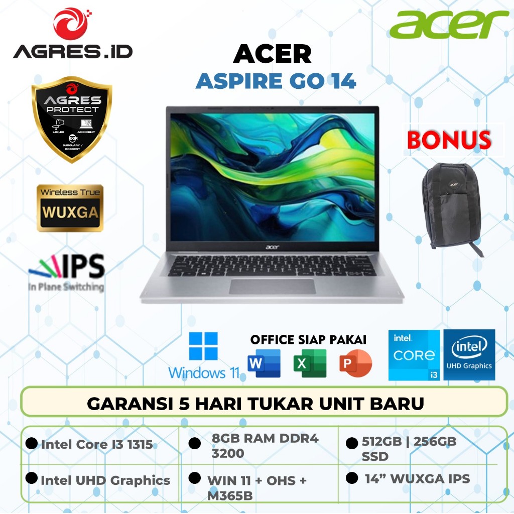 Jual Acer Aspire Go AG14 Intel Core I3 1315 8GB 512GB Win 11 OHS 14 ...