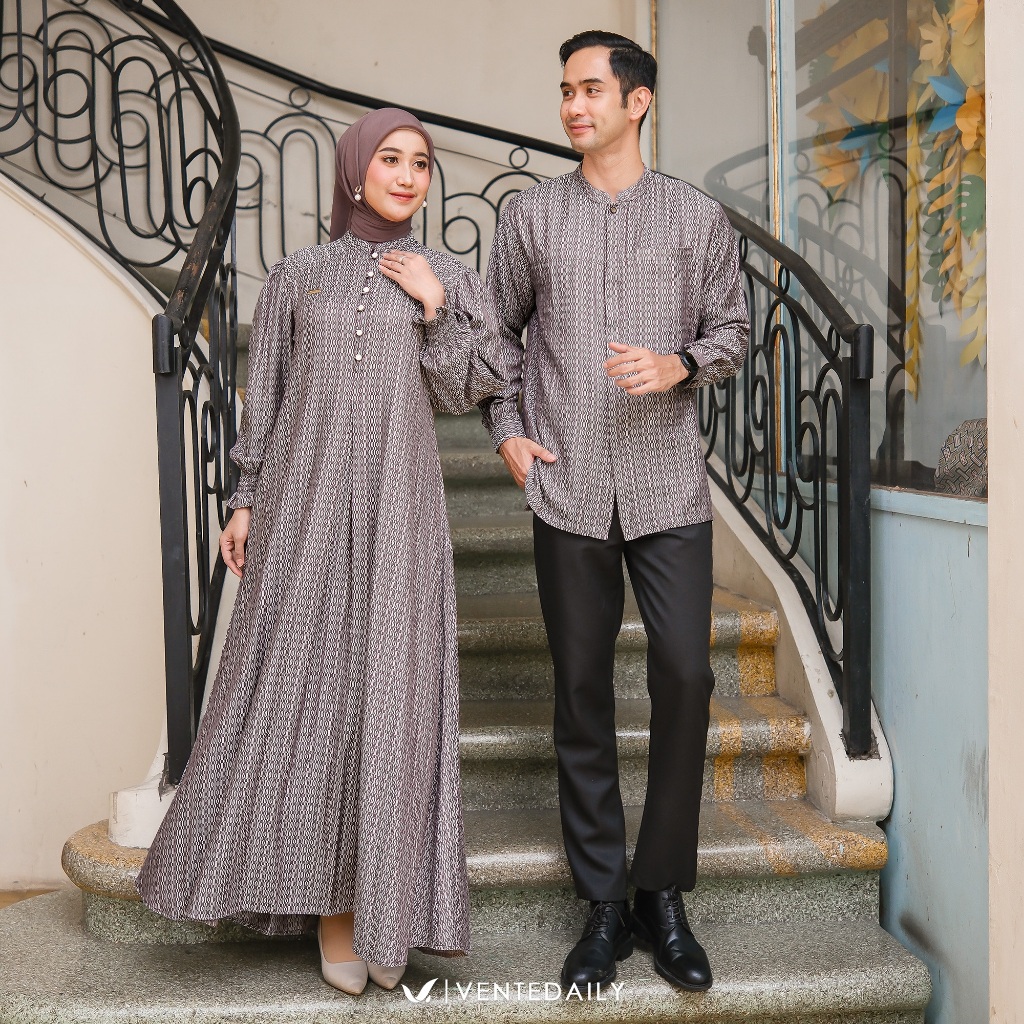 Jual Ventedaily - Zayn Couple Gamis Kemeja Kondangan Pasangan Sarimbit ...