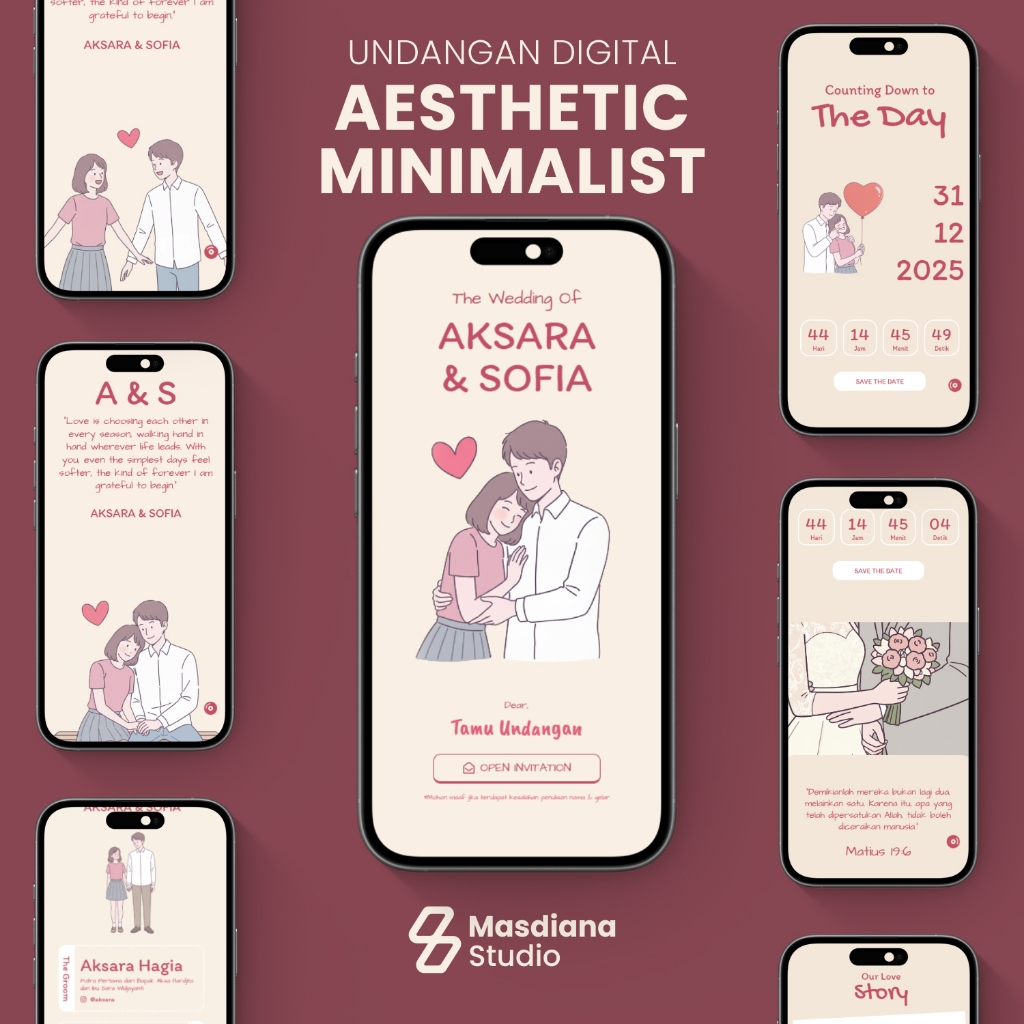 Jual Undangan Digital Website Pernikahan Aesthetic, Undangan Digital ...