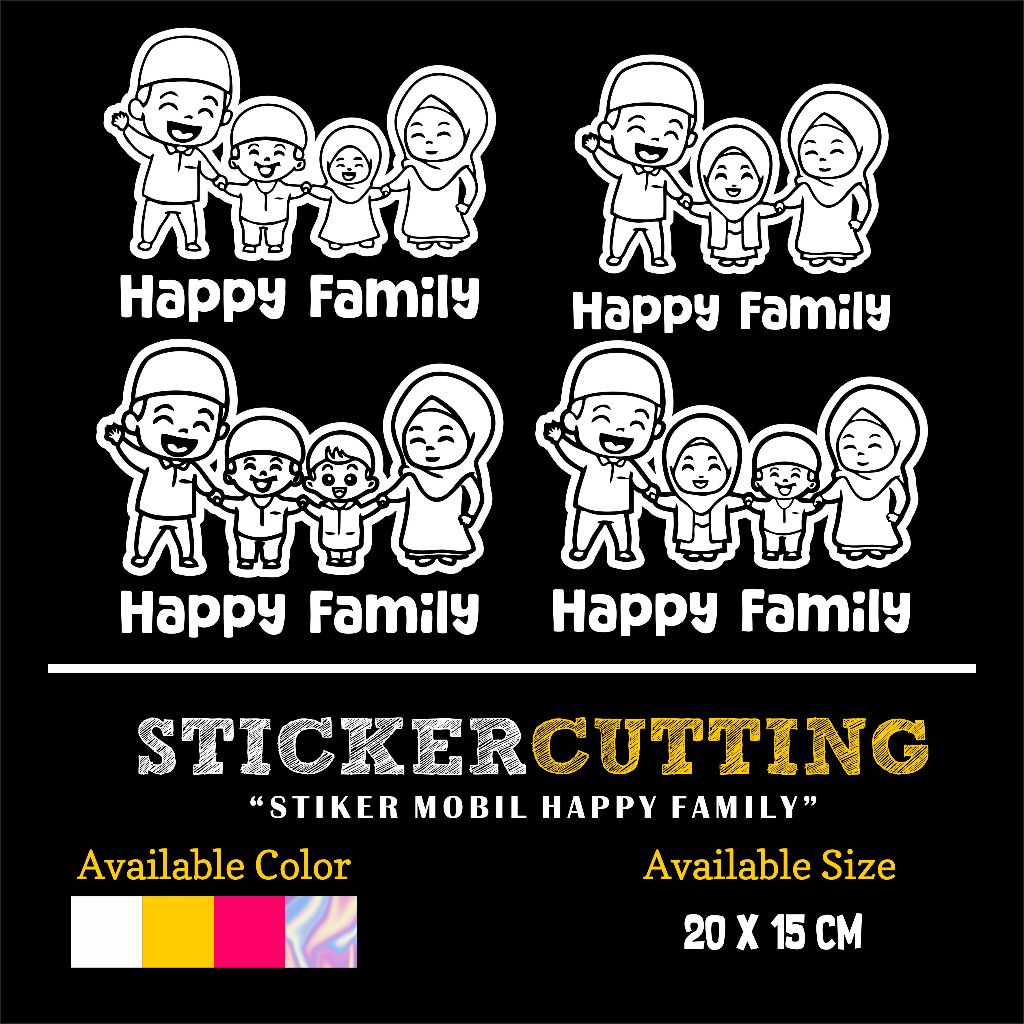 Jual Cutting sticker Happy family my family keren untuk kaca mobil ...