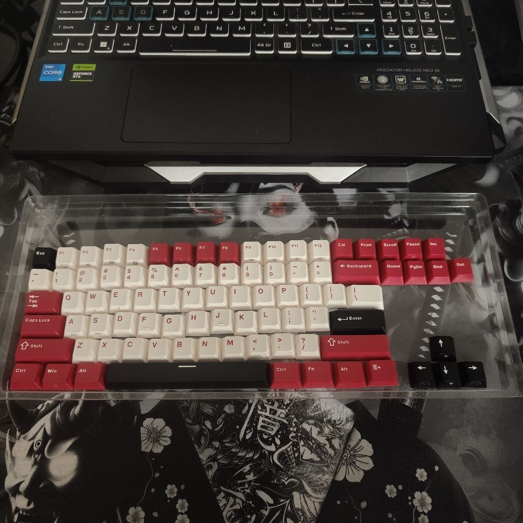 Jual Keycaps Copotan Royal Kludge M87 Cherry profile - White Red Black ...