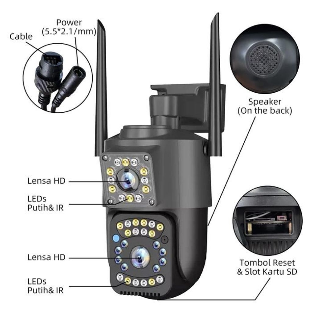 Jual CCTV Franwell V6 WIFI (V380 PRO DUA KAMERA & ANTI AIR) Outdoor ...