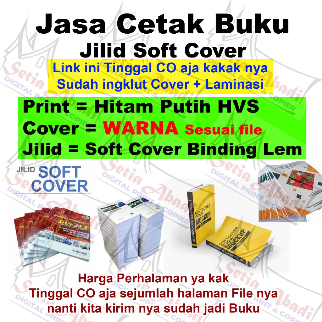 Jual Jasa Cetak Buku Free Cover / jilid SoftCover binding Lem isi HVS ...