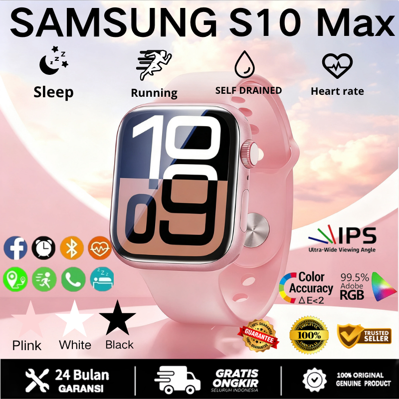 Jual [NEW 2025] Samsung S10 SmartWatch 2.3 inci HD AMOLED Display IP68 ...