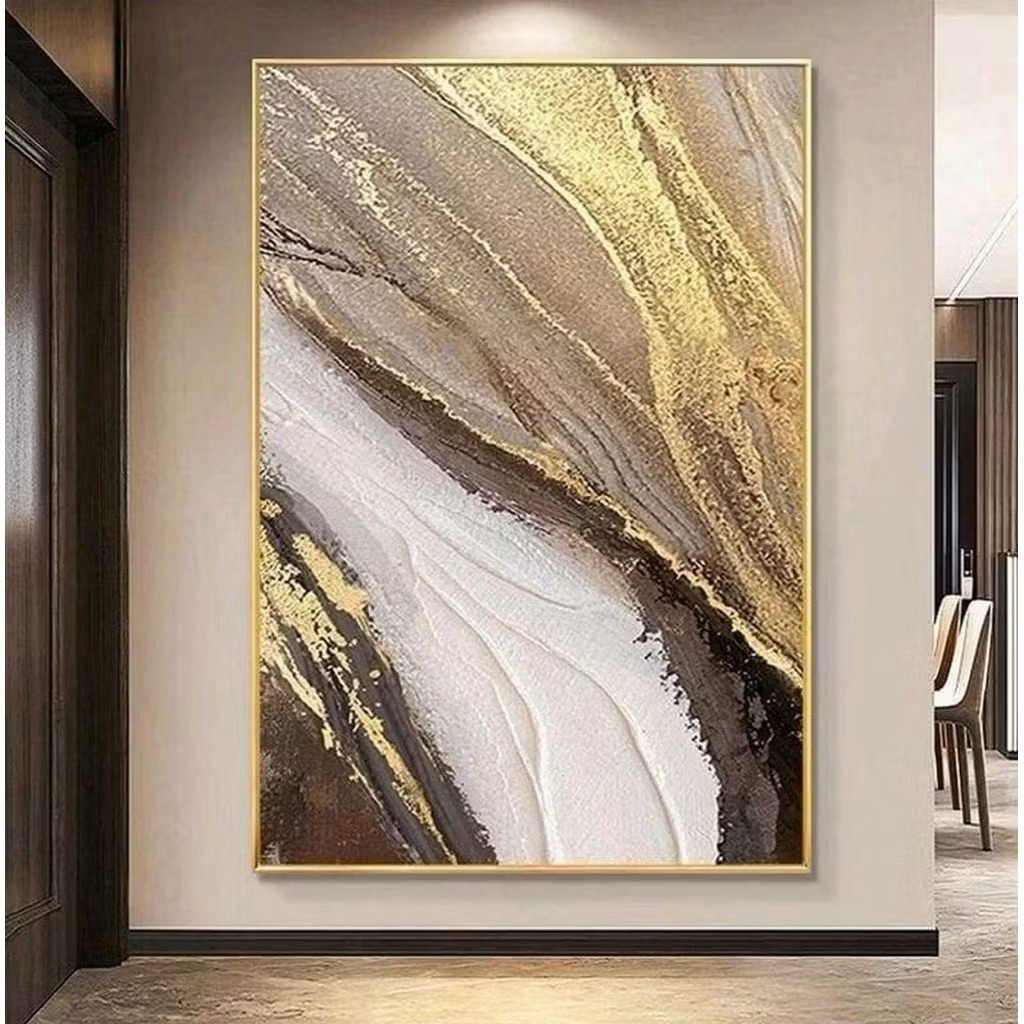 Jual Lukisan Dinding Abstrak Gold Ukuran 180x100cm - Lukisan Tangan ...