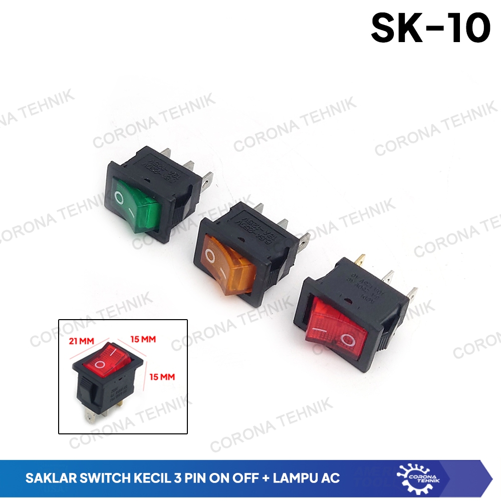 Jual Saklar Switch Kecil 3 Pin + Lampu AC | Shopee Indonesia