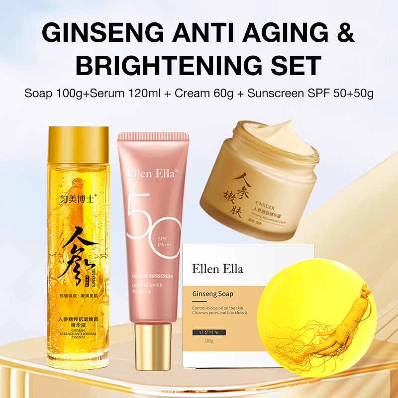 Jual [100% Asli] Ginseng Skincare Sun Block Set 4pcs Serum 120ml ...