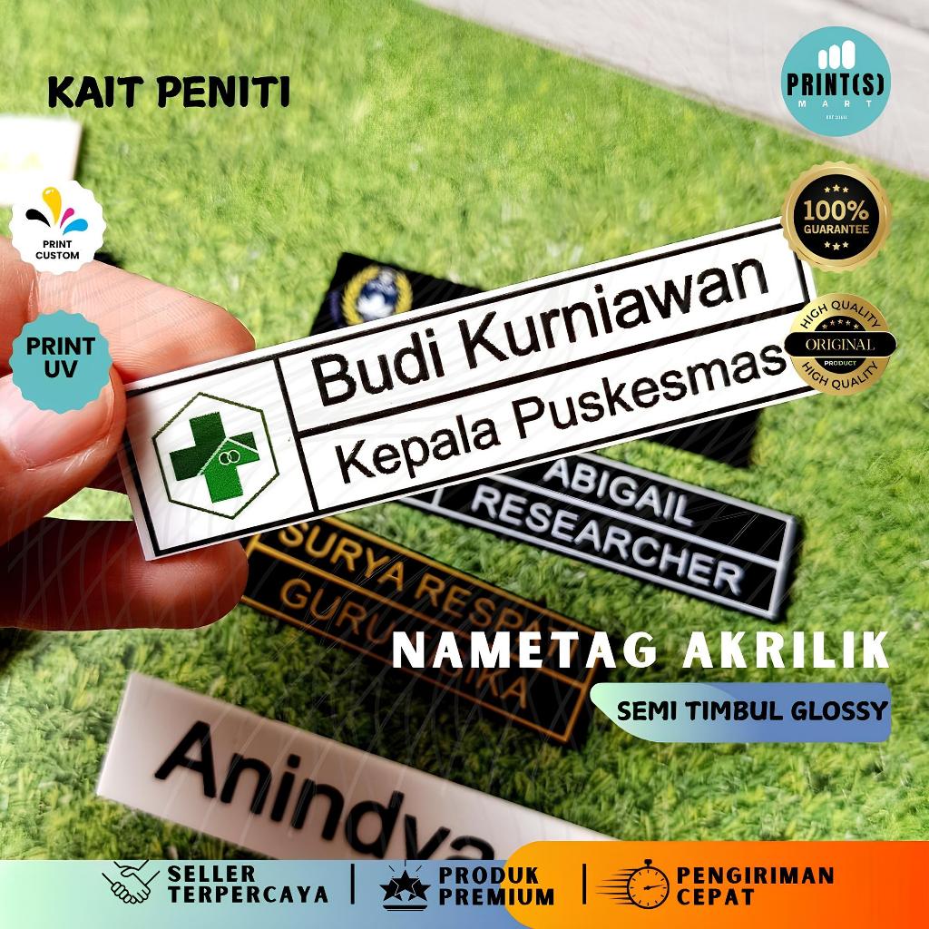 Jual Papan Nama Dada Custom Pin Nama Name Tag Dada Bahan Akrilik Print ...