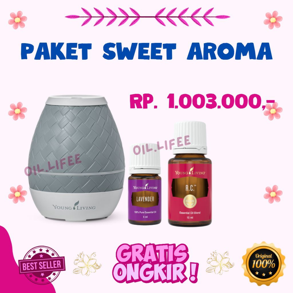 Jual PAKET DIFFUSER SWEET AROMA DENGAN OIL LAVENDER 5 ML DAN RC 15 ML ...