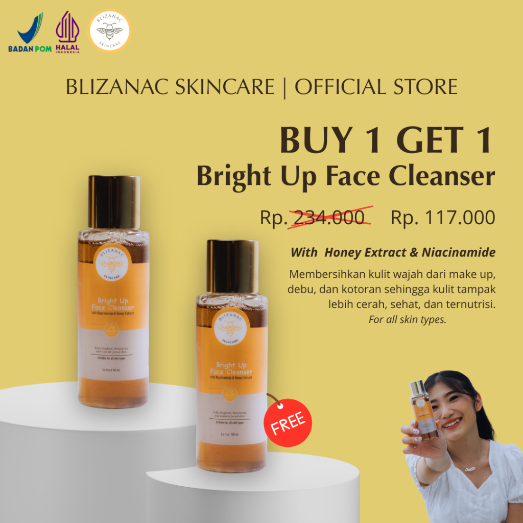 Jual BUY 1 GET 1 BLIZANAC SKINCARE Bright Up Face Cleanser 100ml ...