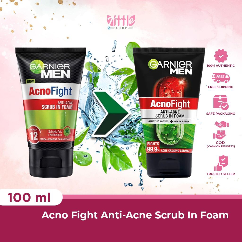 Jual GARNIER Men Facial Wash Acno Fight Anti-Acne Scrub In Foam Skin ...