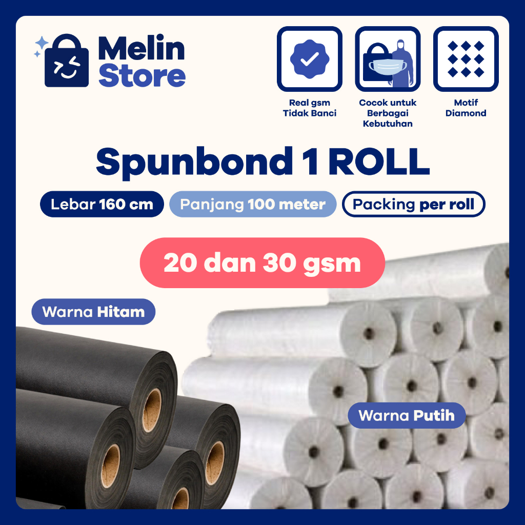 Jual [Packing per roll] Kain Spunbond 20 30 gsm Non Woven - Putih ...